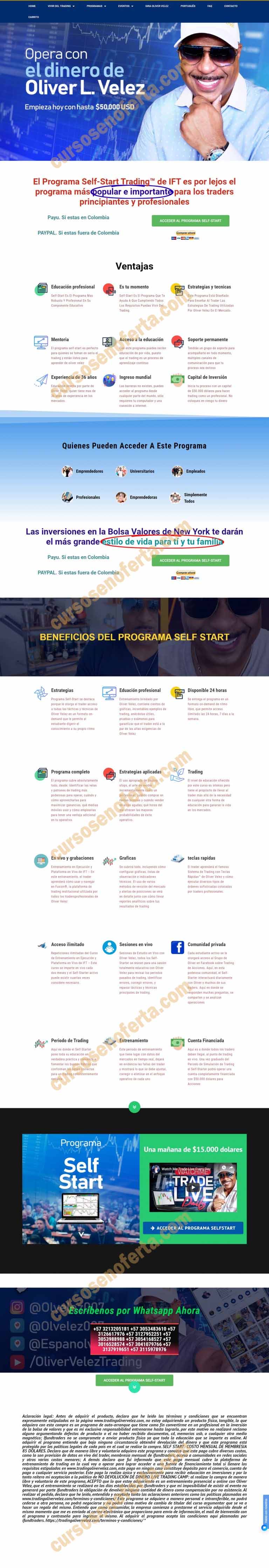 Programa Self Start OnDemand 2 días - Oliver Velez - cursosenoferta.com